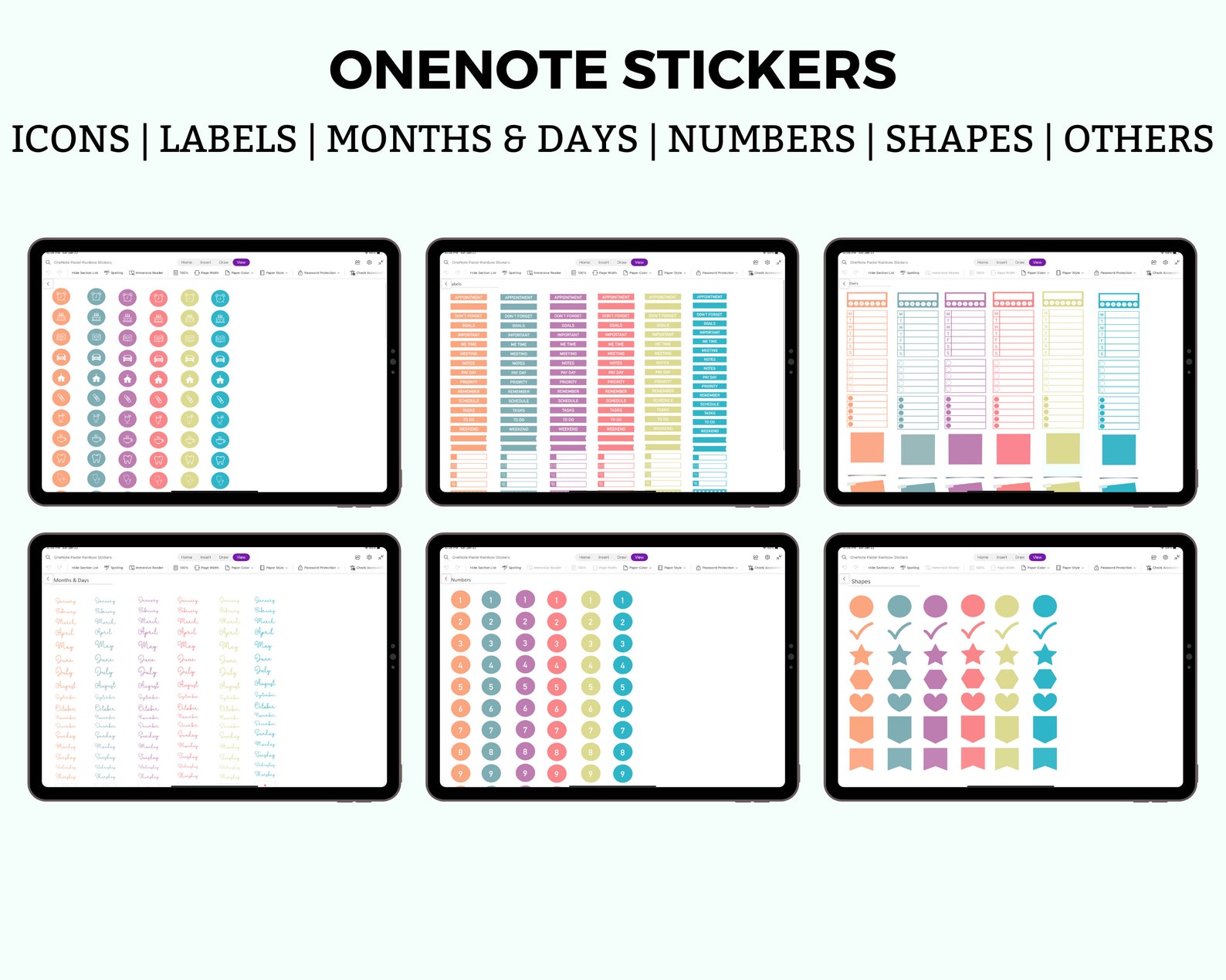Onenote Digital Stickers Onenote Stickers Essential | Etsy