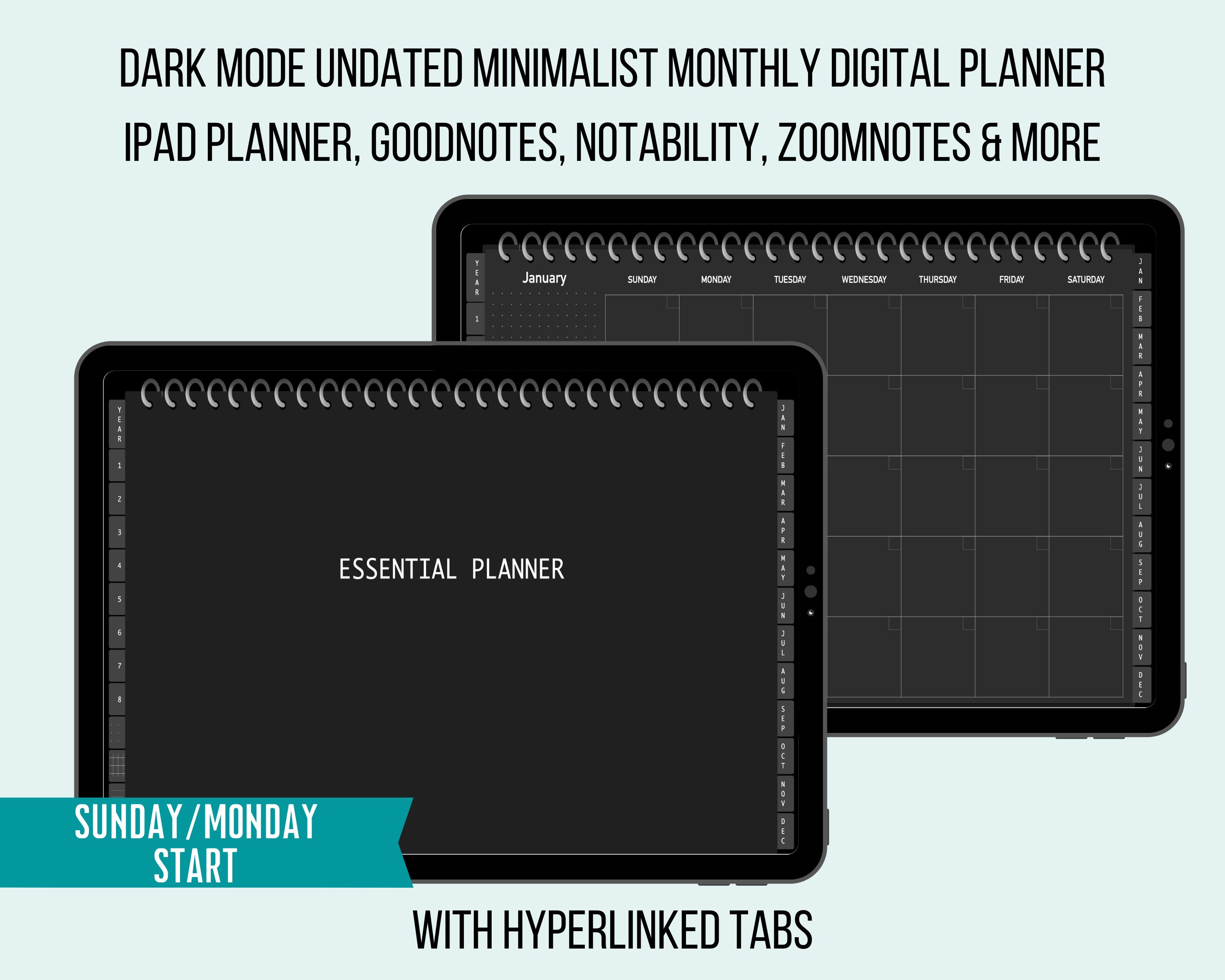 Undated Digital Planner Goodnotes Undated Digital Monthly | Etsy