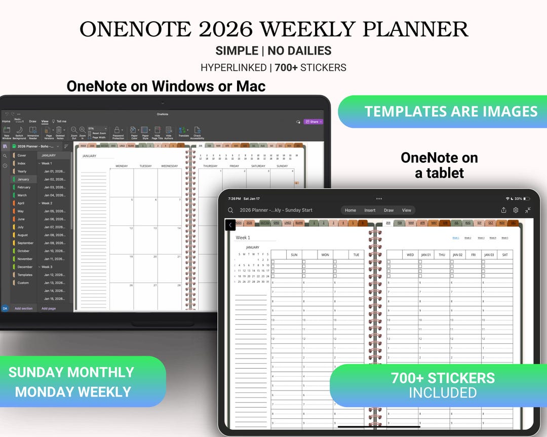 2026 Onenote Weekly Planner, Onenote Digital Planner Template for ...