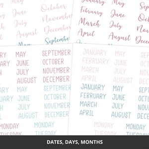 Digital Stickers Goodnotes, Dates Days Months PNG Stickers, Digital ...