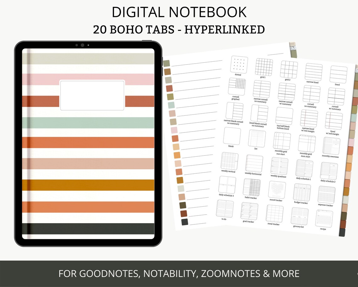 Digital Notebook With Tabs Digital Notebook Goodnotes | Etsy