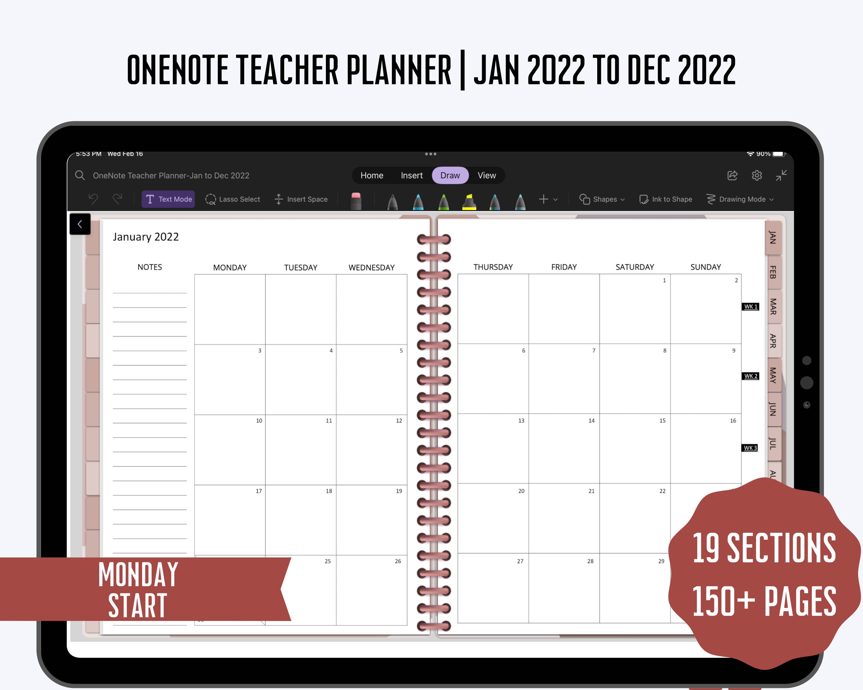 Onenote Teacher Planner Onenote School Planner January Start | Etsy