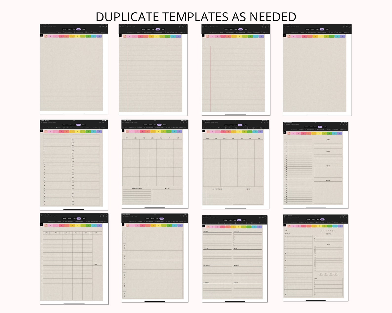 Onenote Notes Template, Onenote Digital Notebook, Onenote Textured ...