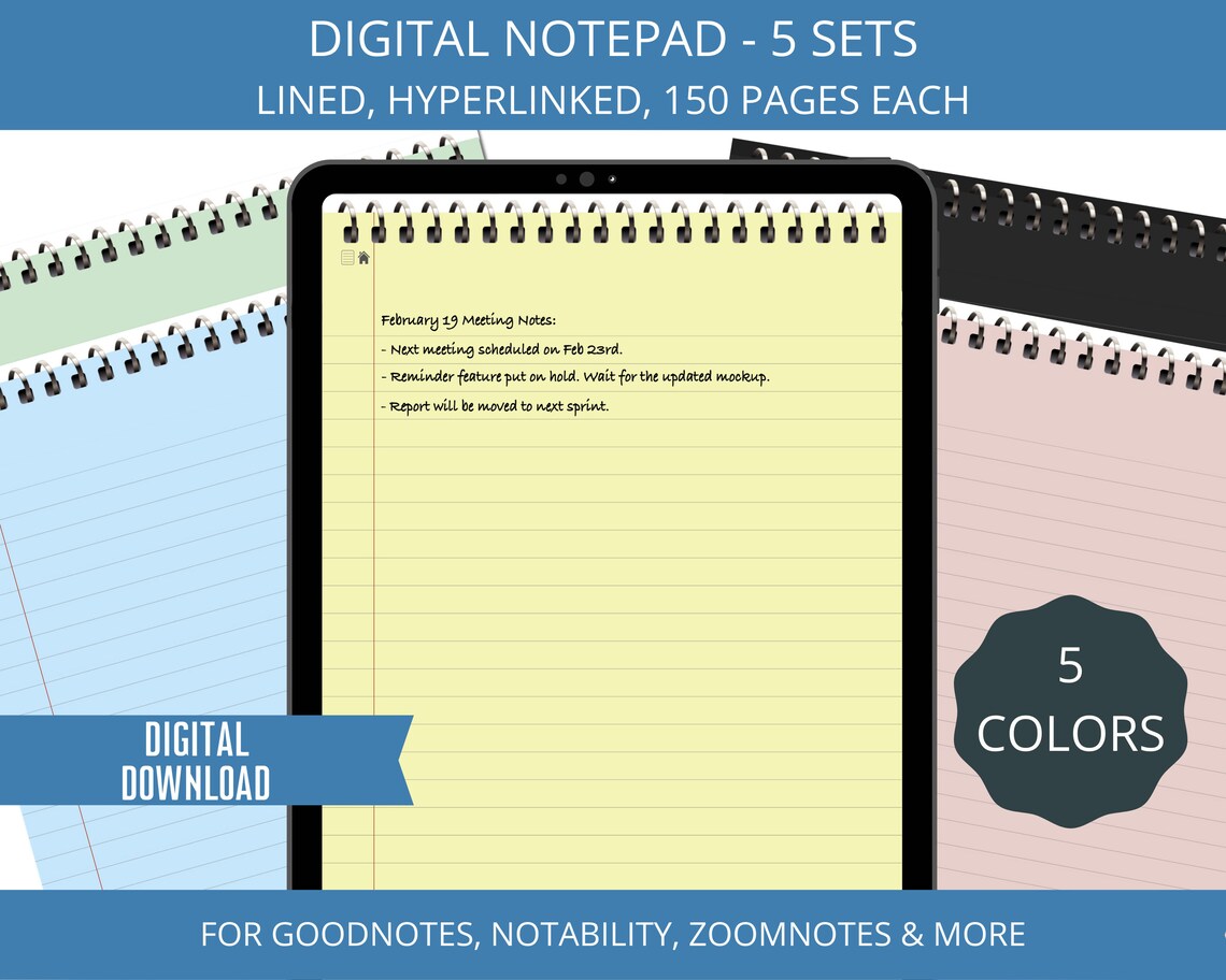 Digital Notepad Digital Notepaper for Android Hyperlinked | Etsy