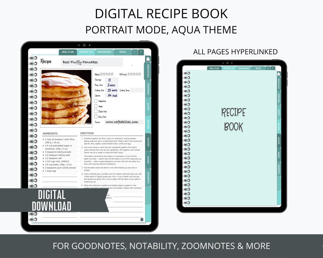 Digital Recipe Book Goodnotes, Digital Recipe Planner, Hyperlinked iPad ...