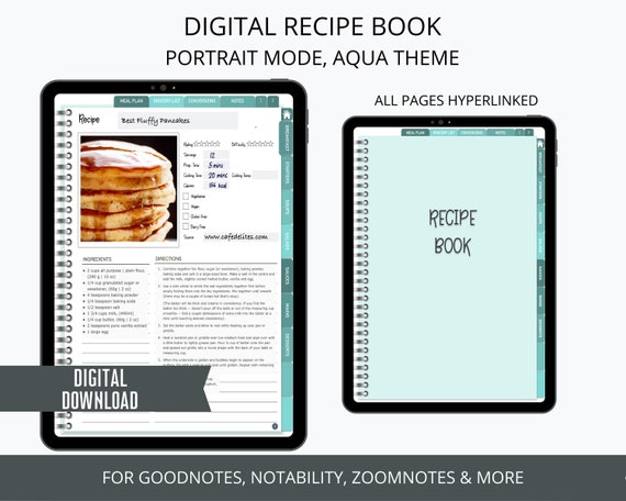 Digital Recipe Book Goodnotes Digital Recipe Planner | Etsy