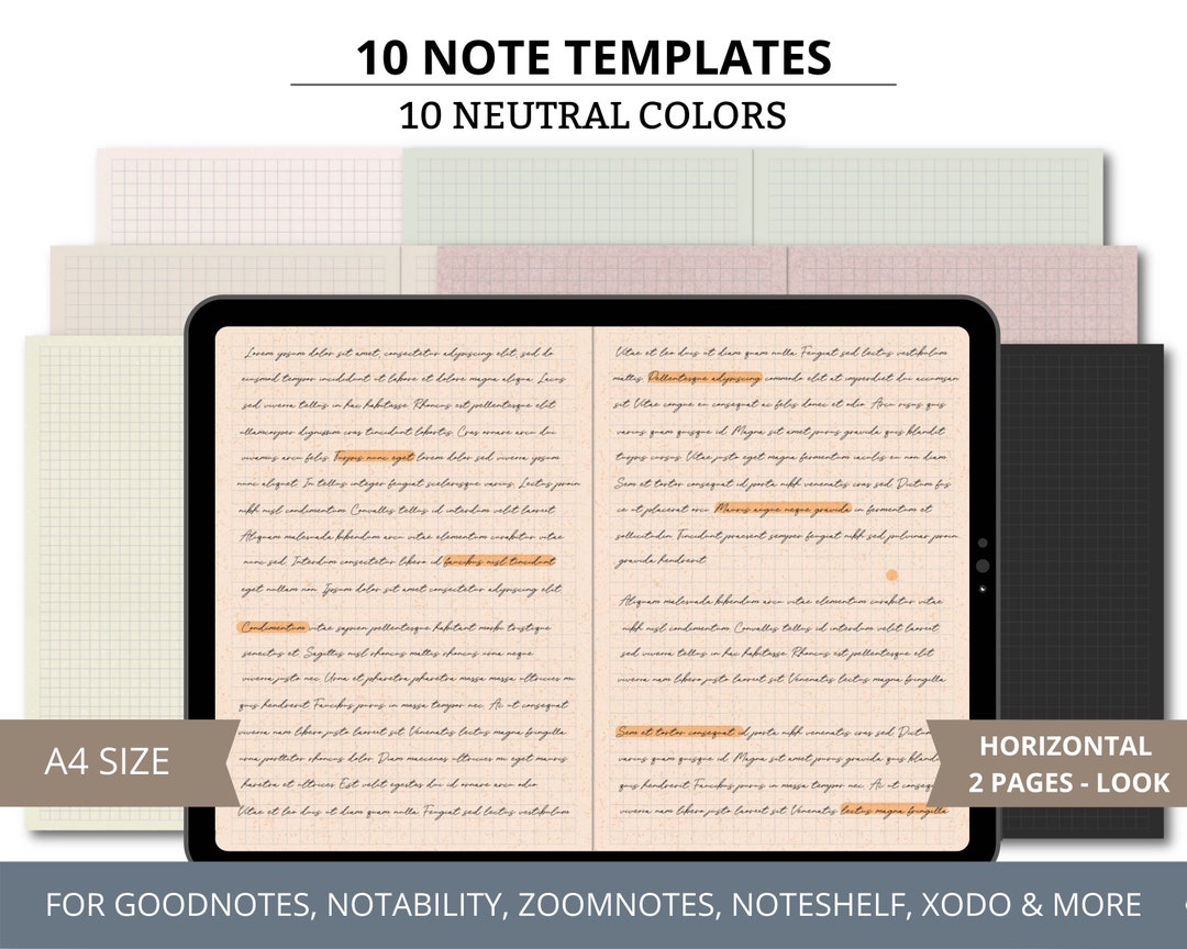 Digital Note Taking Template, Goodnotes Paper Inserts, Notability ...