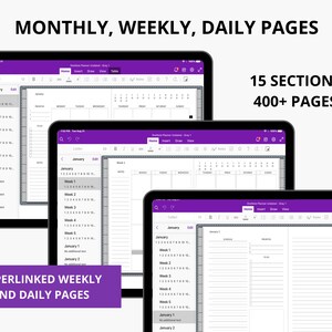 Onenote Digital Planner Undated, Onenote Planner Daily Onenote Template ...