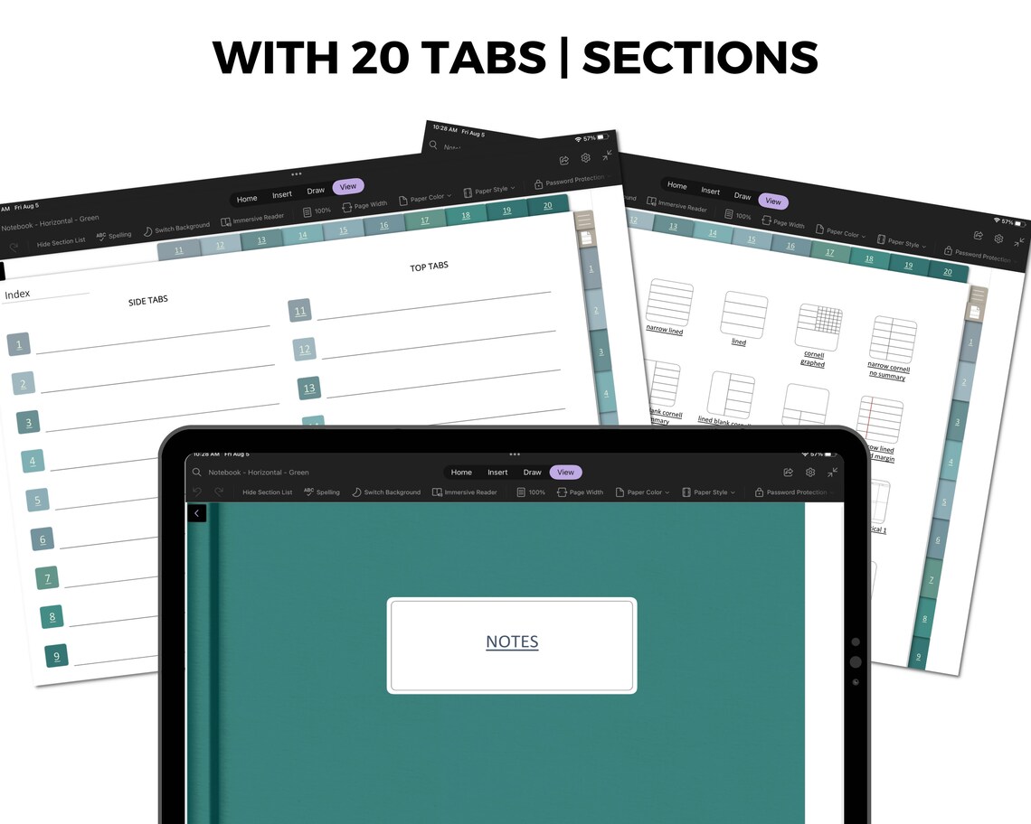 Onenote Notebook Digital Onenote Notes Template Android - Etsy