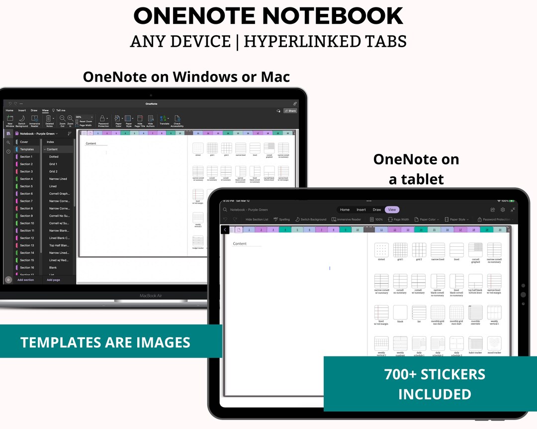 Onenote Digital Notebook, Onenote Notebook, Onenote Notes Template ...