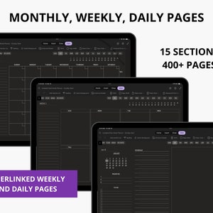 Undated Onenote Planner, Onenote Digital Planner, Dark Mode Onenote ...