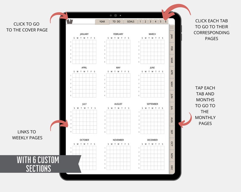 Undated Digital Planner Goodnotes Ipad Planner Notability - Etsy