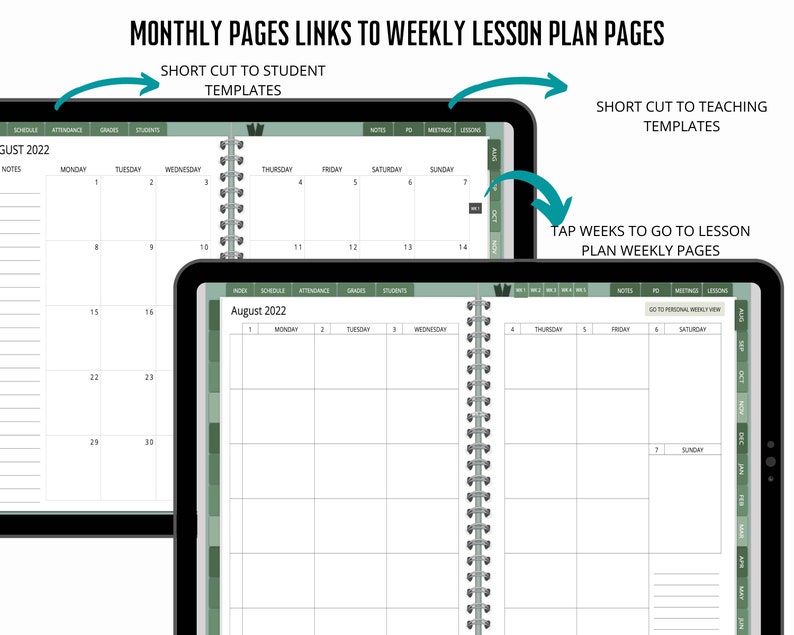 Digital Teacher Planner August Start Teacher Digital Planner - Etsy