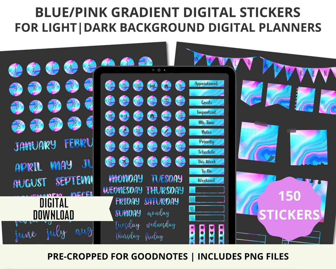 Digital Planner Stickers, Precropped Goodnotes Stickers, Dates Days ...