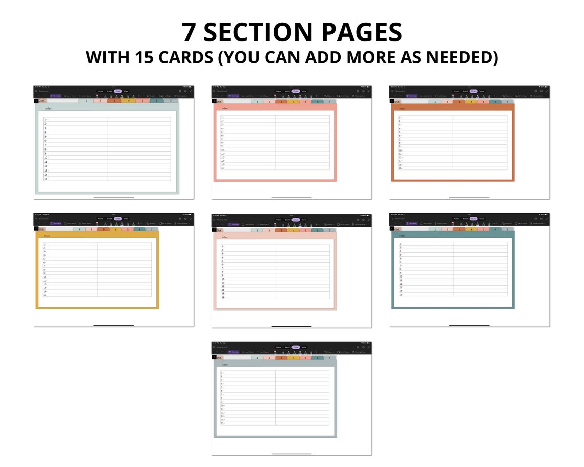 Onenote Flash Cards Template Onenote Digital Flashcards - Etsy Canada