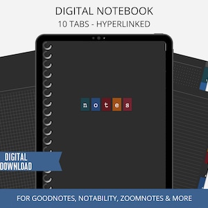 Dark Mode Notebook, Digital Notebook Goodnotes, Digital Notepad ...
