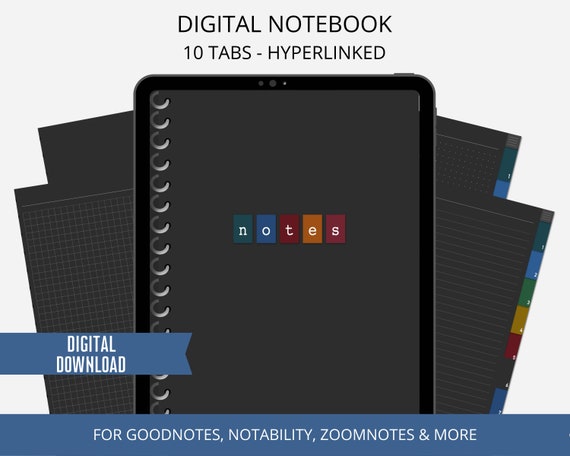 Dark Mode Notebook Digital Notebook Goodnotes Digital | Etsy