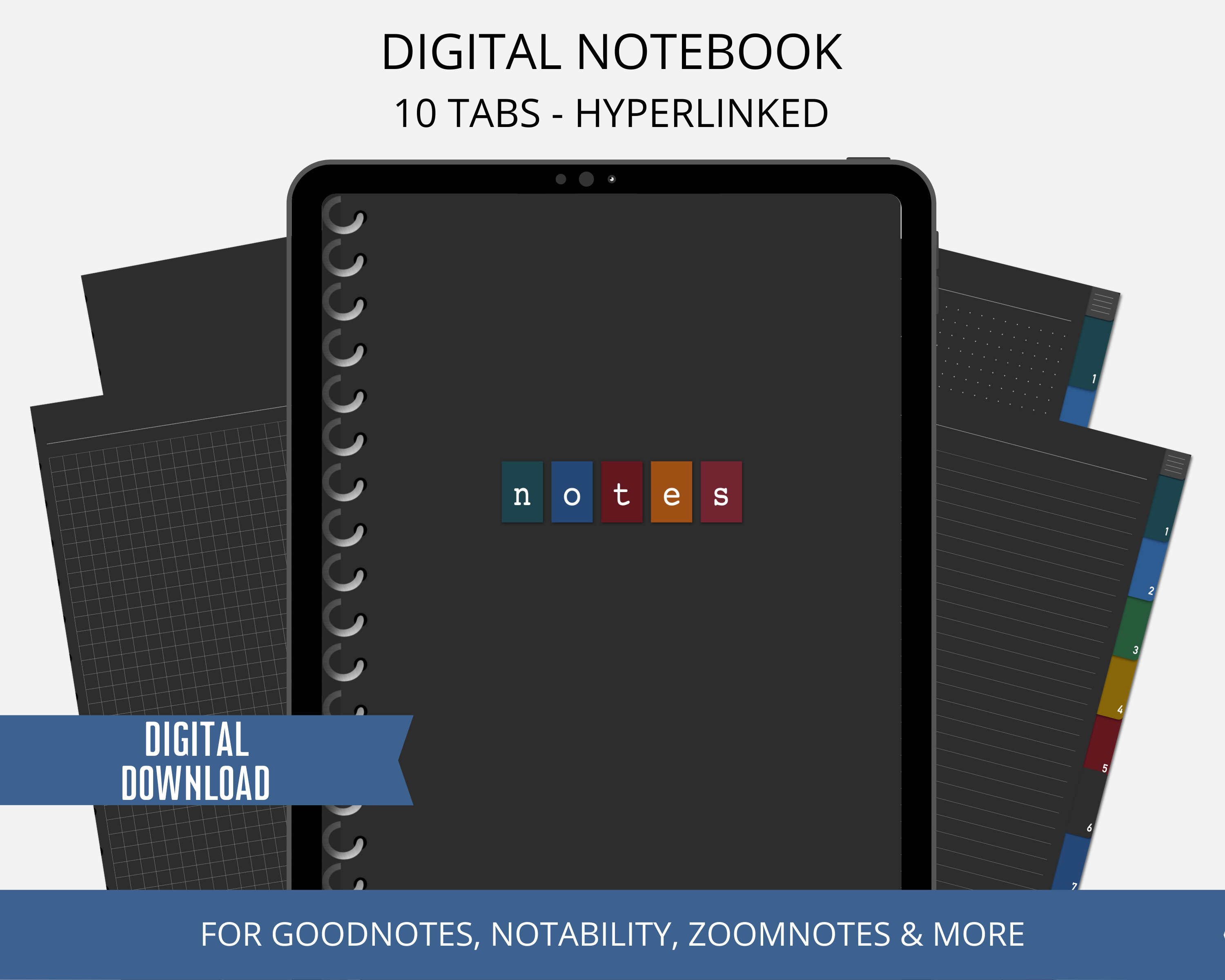 Dark Mode Notebook, Digital Notebook Goodnotes, Digital Notepad ...