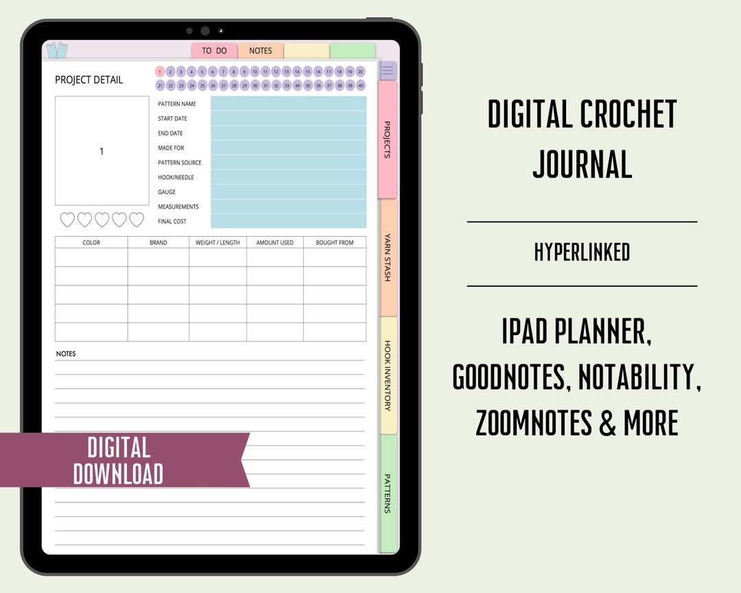 Digital Crochet Pattern Journal, Digital Crochet Notebook, Crochet ...