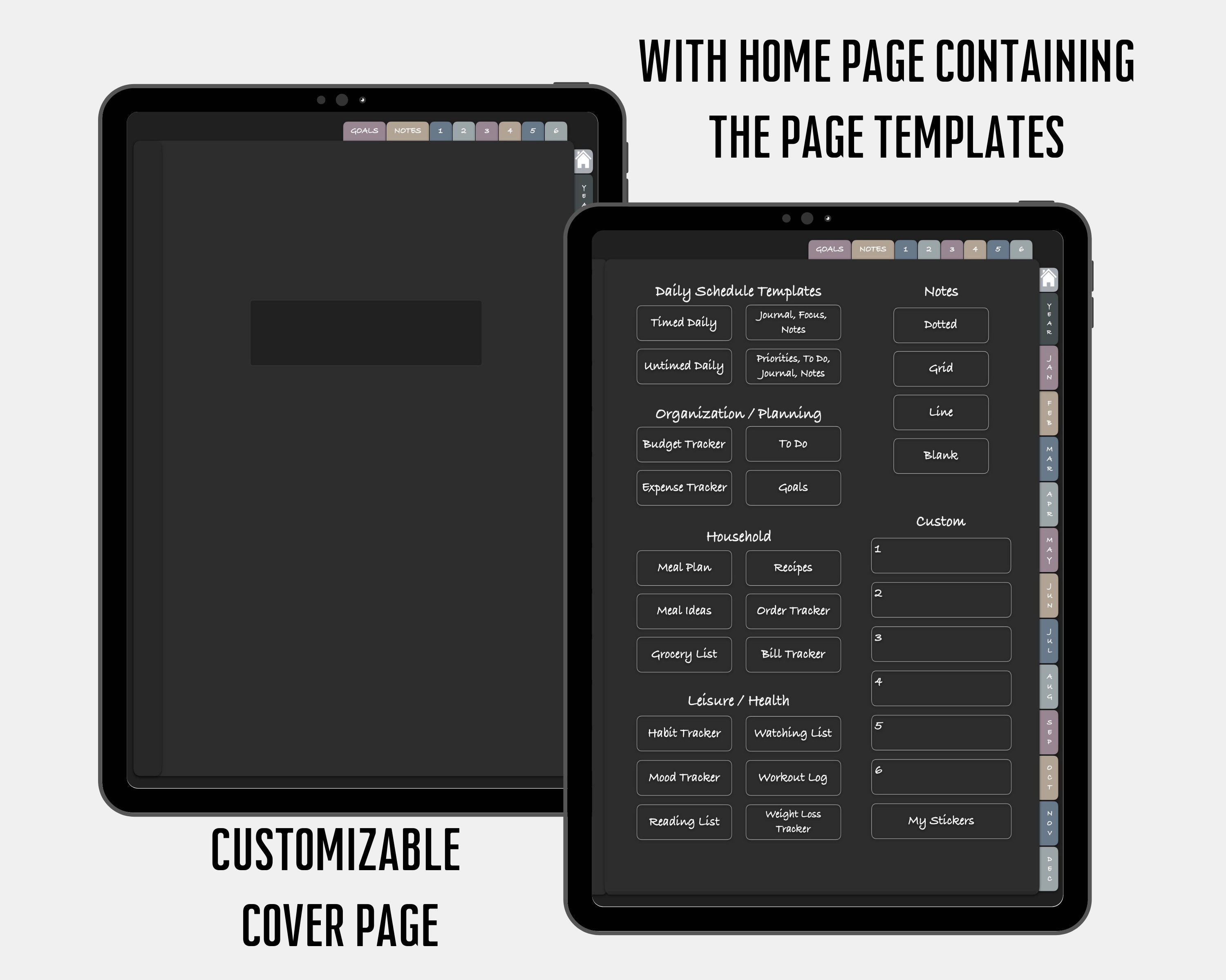 Dark Mode Digital Planner Undated Goodnotes Planner Ipad | Etsy
