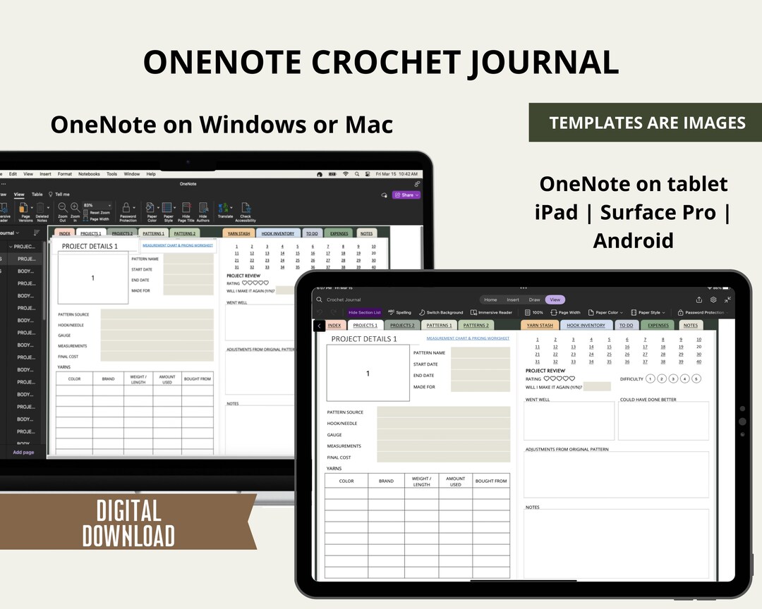Onenote Crochet Journal for Surface Pro, Onenote Crochet Project ...
