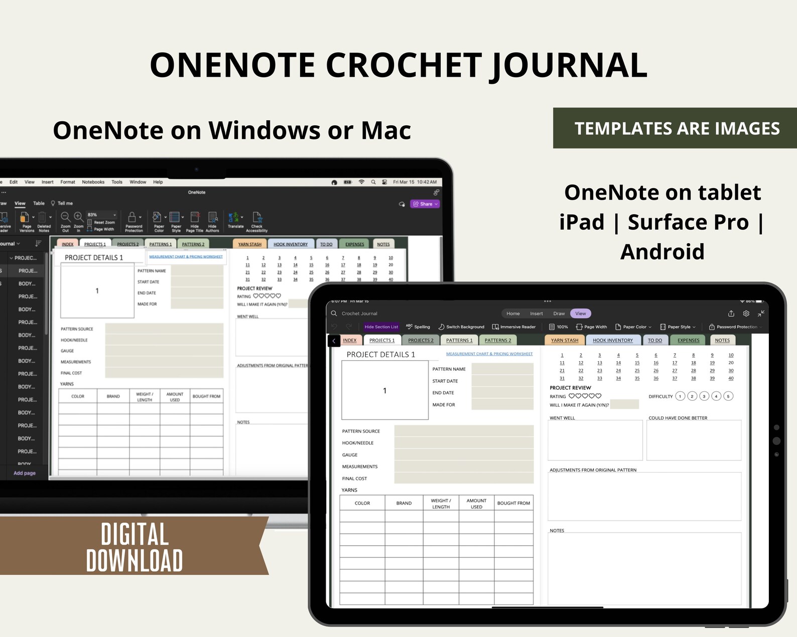 Onenote Crochet Journal for Surface Pro, Onenote Crochet Project ...