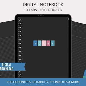 Digital Notebook Dark Mode Goodnotes, Black Template Notebook With Tabs ...