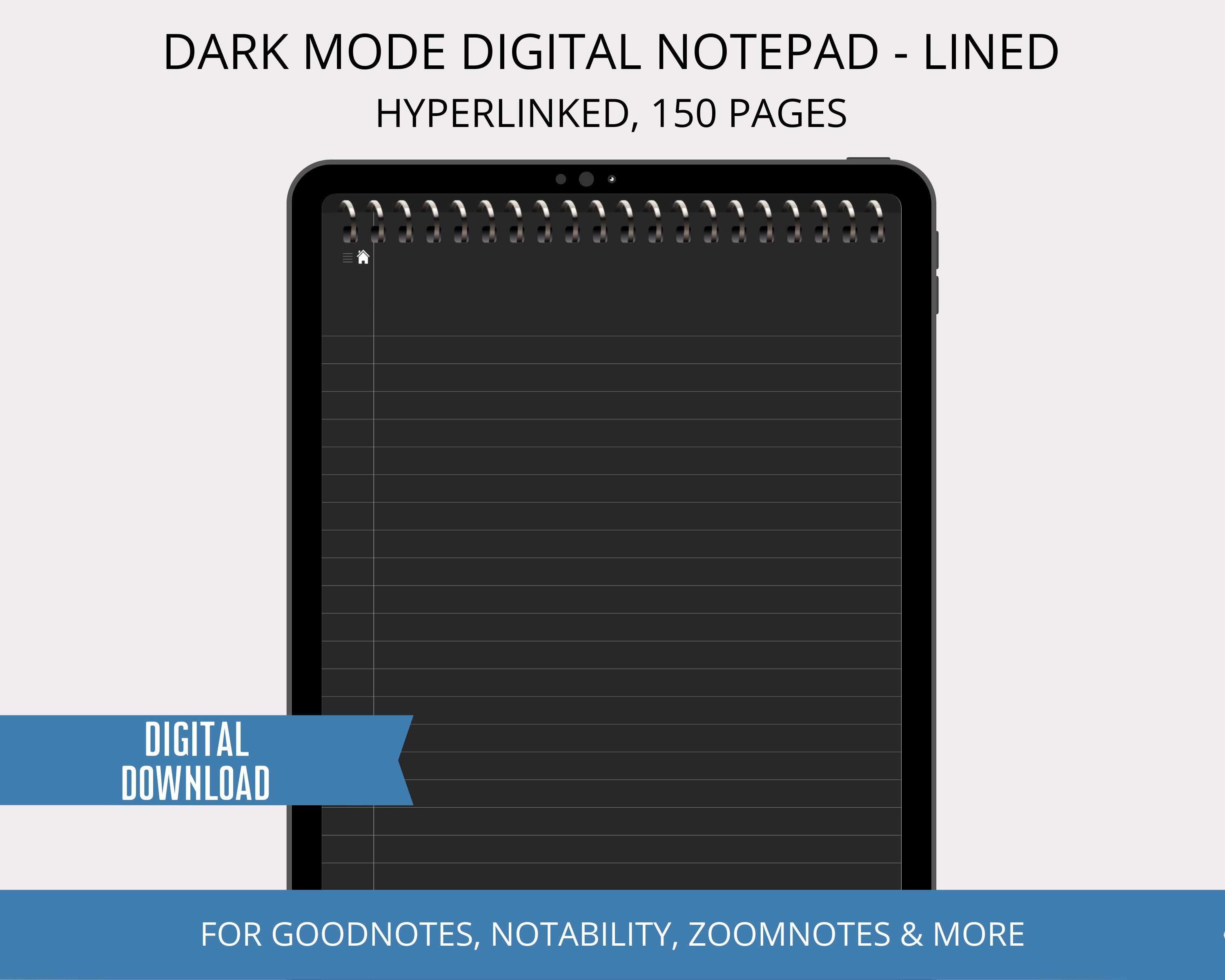 Digital Notepad Dark Mode Goodnotes Digital Notebook for - Etsy España