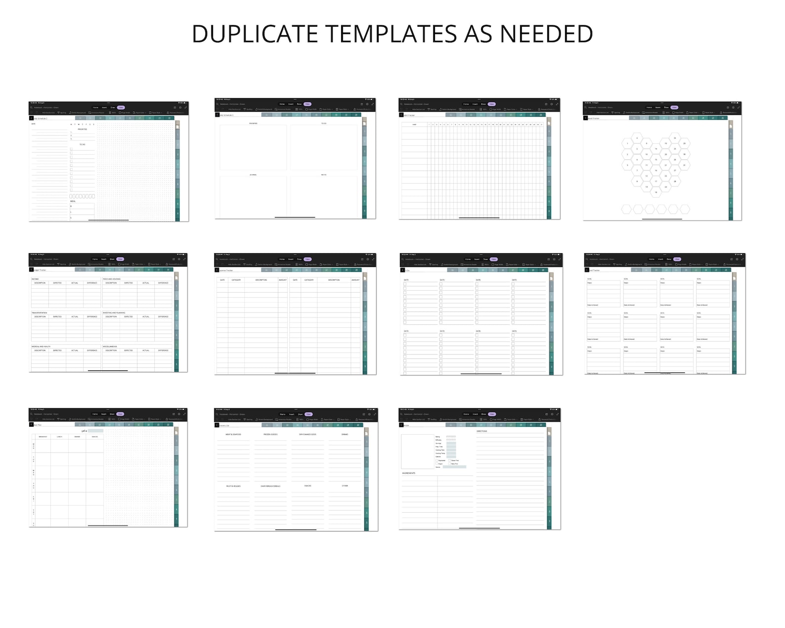Onenote Notebook Digital, Onenote Notes Template Android, Onenote iPad ...