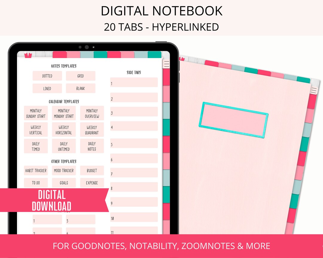 Digital Notebook Goodnotes, Digital Notebook With Tabs, Notebook for ...