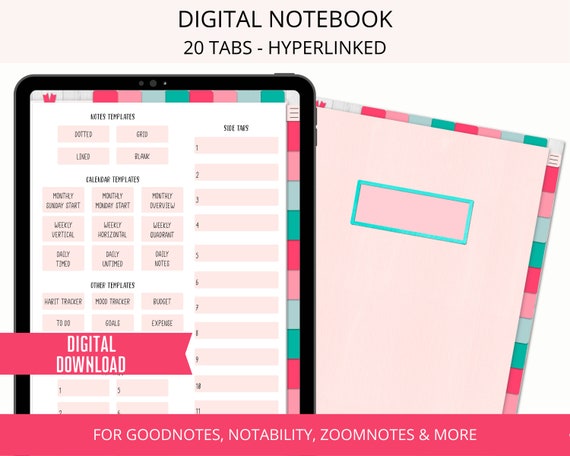 Digital Notebook Goodnotes Digital Notebook With Tabs - Etsy