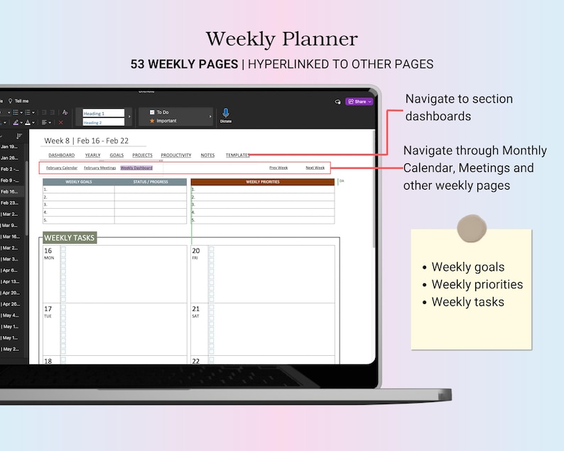 2026 Onenote Professional Work Planner, Digital Planner for Work ...