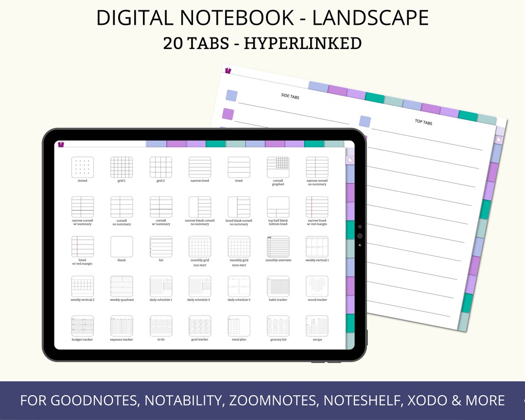 Digital Notebook Landscape, Digital Notebook Goodnotes, Digital ...