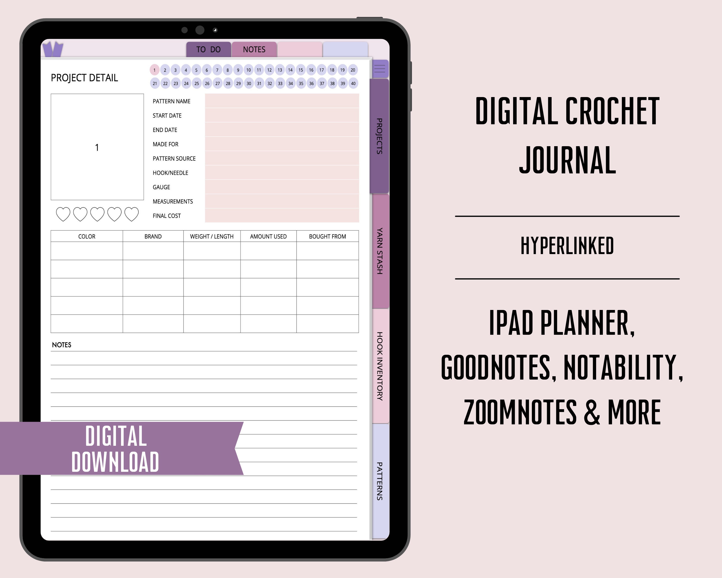 Crochet Pattern Journal Digital Crochet Notebook Crochet - Etsy