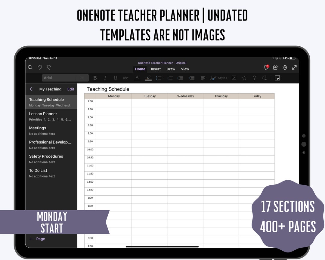 Onenote Teacher Planner, Undated Teacher Planner, Weekly Daily Planner ...