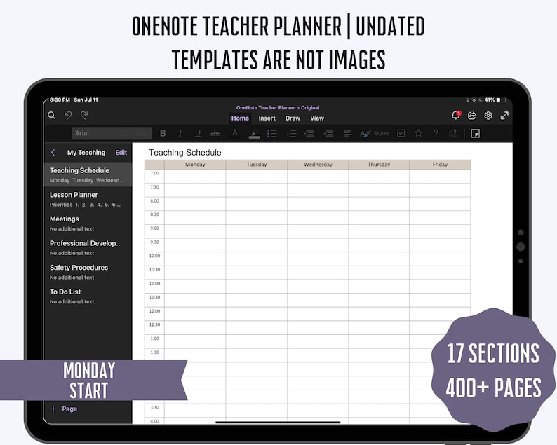 Onenote Teacher Planner, Undated Teacher Planner, Weekly Daily Planner ...