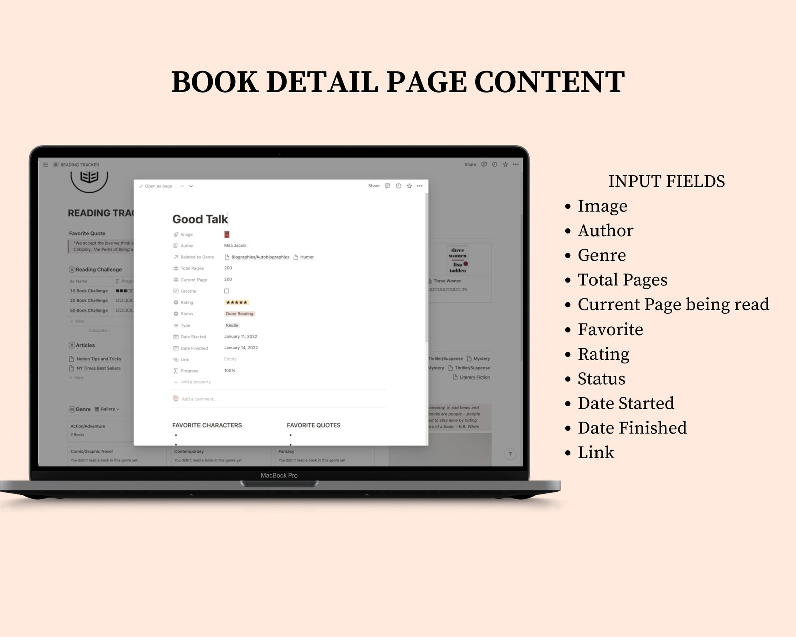 Notion Reading Template Notion Template Notion Book Tracker - Etsy