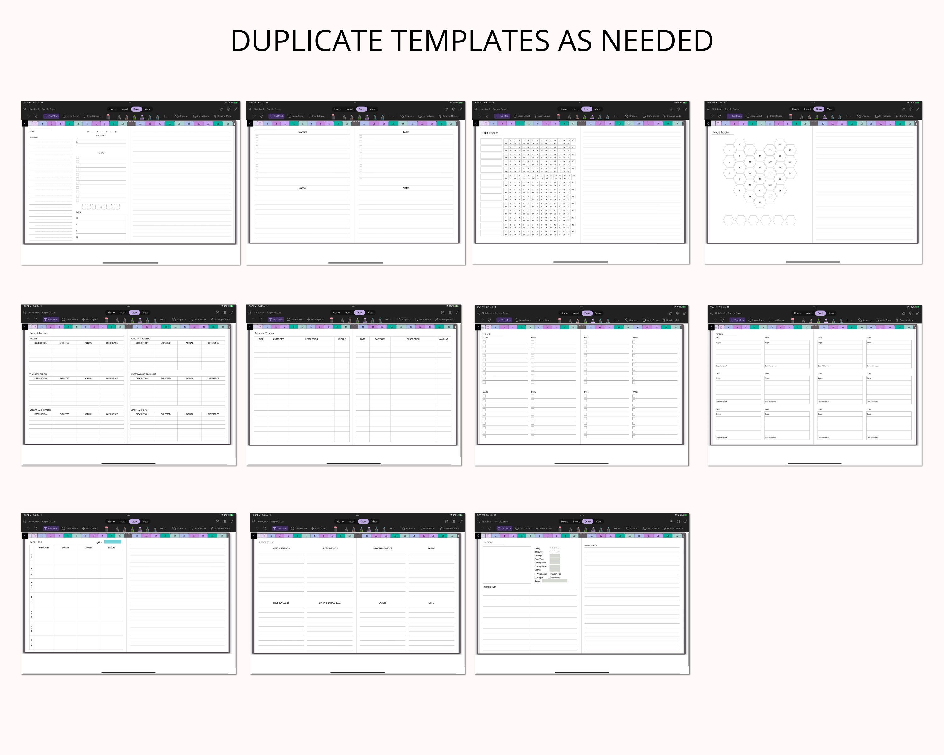 Onenote Digital Notebook, Onenote Notebook, Onenote Notes Template ...