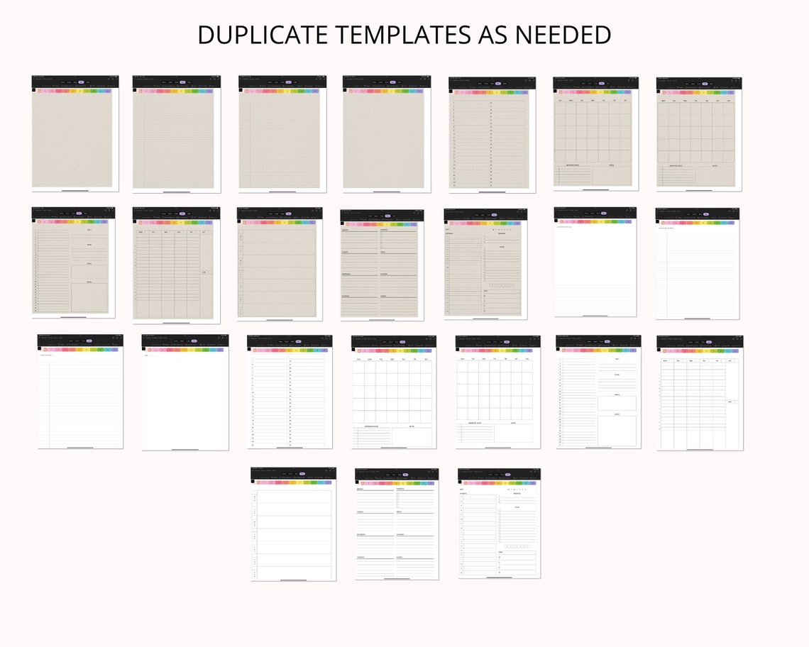 Onenote Notebook Bundle in Portrait Notes Template Onenote - Etsy