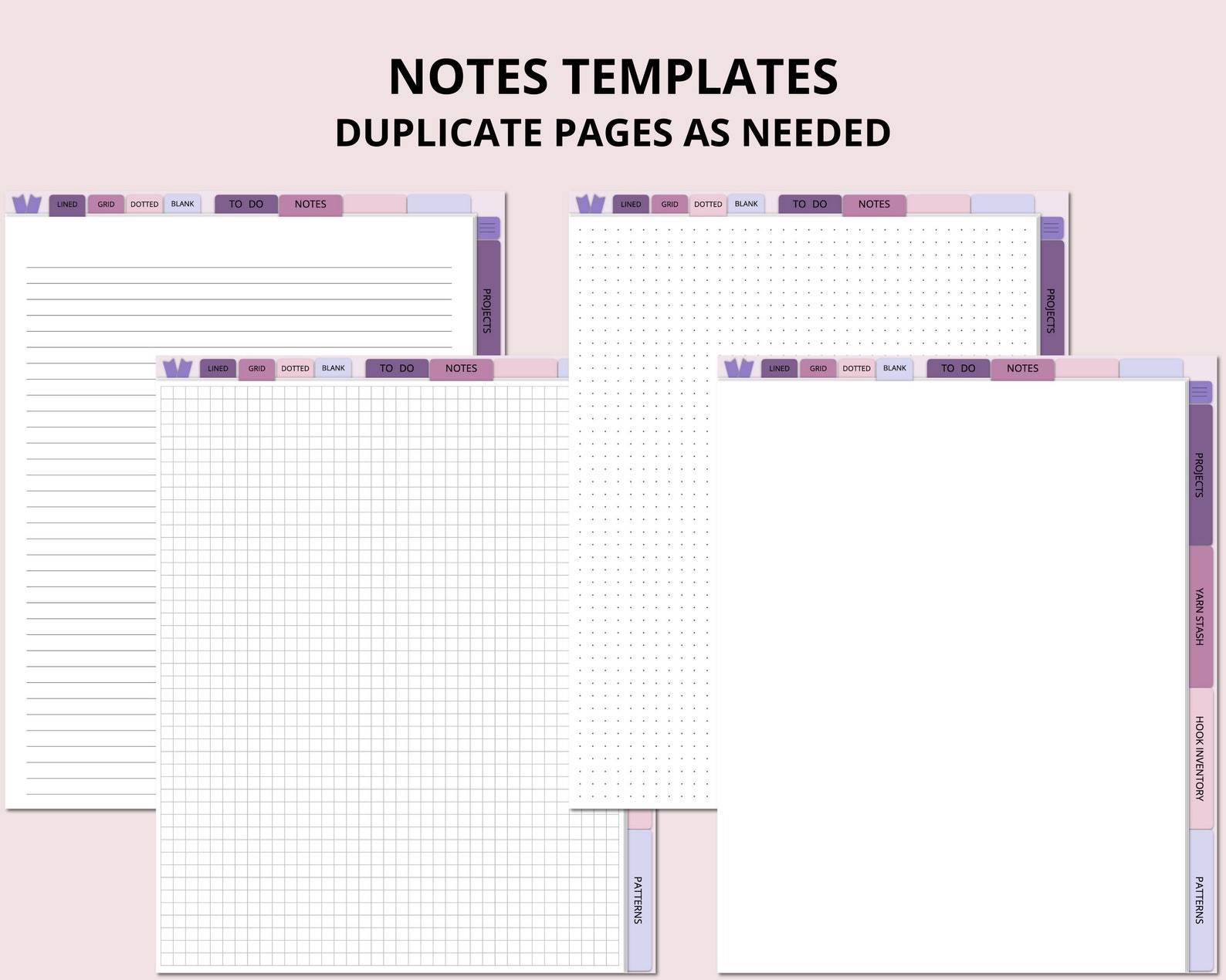 Crochet Pattern Journal, Digital Crochet Notebook, Crochet Project ...