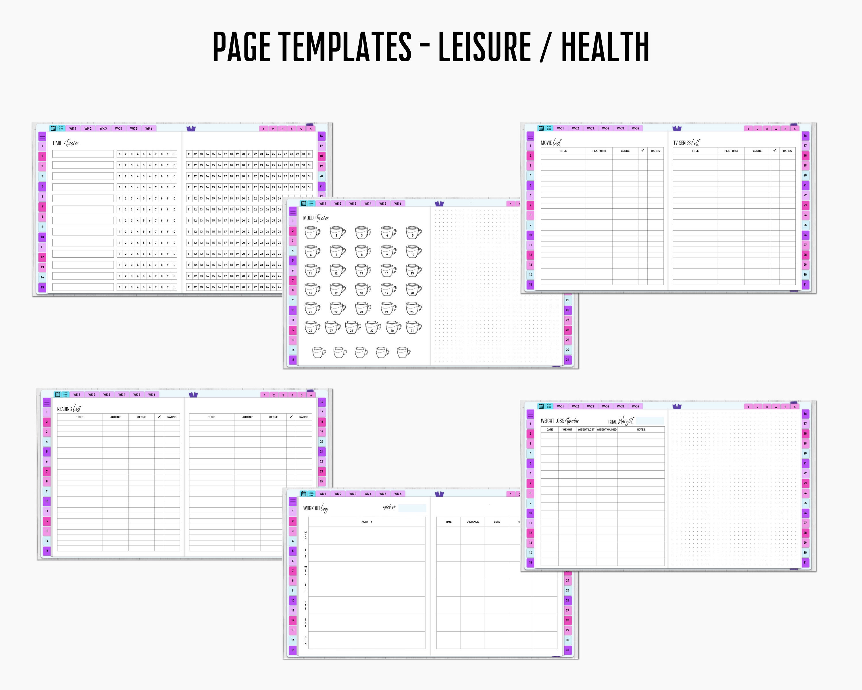 One Month Digital Planner Undated Horizontal Digital Planner - Etsy