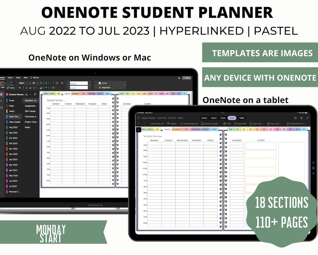 Onenote Student Planner, Aug 2022 - Jul 2023 Academic Planner, Onenote ...
