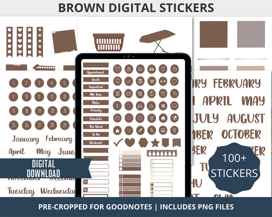 Digital Planner Sticker Goodnotes, Precropped Goodnotes Stickers, Dates ...