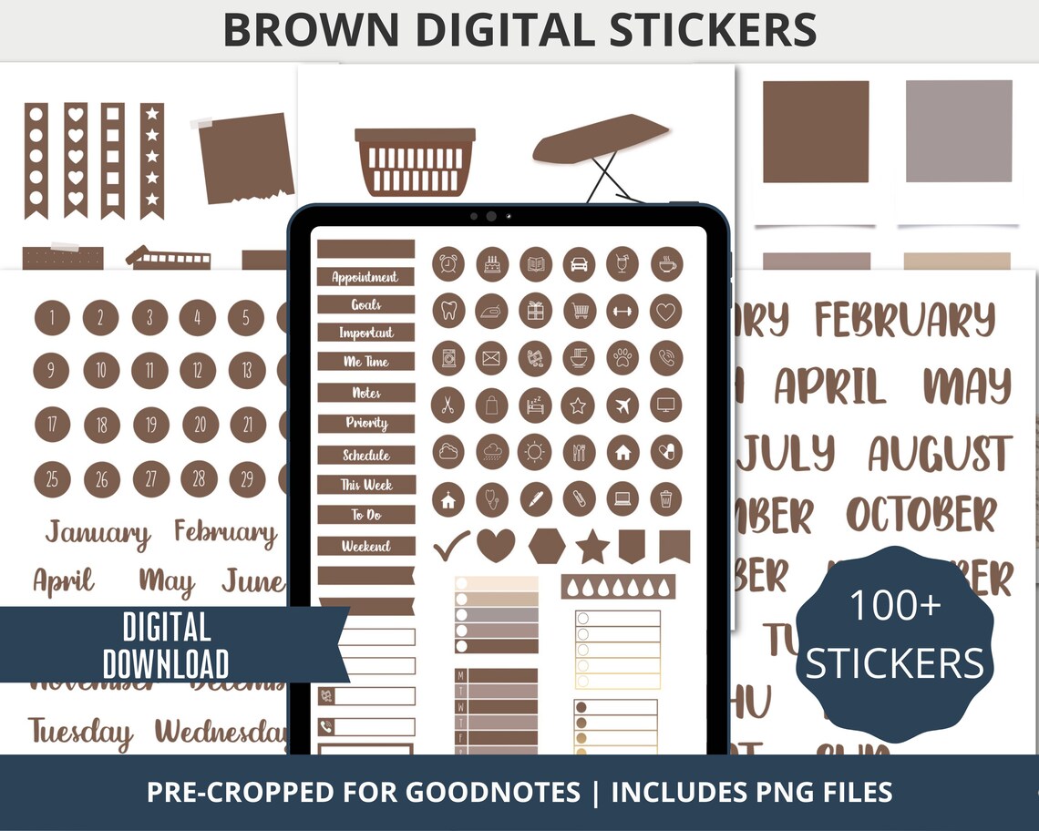 Digital Planner Sticker Goodnotes, Precropped Goodnotes Stickers, Dates ...