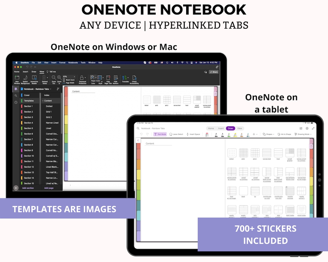 Onenote Notebook, Onenote Notes Template, Onenote Digital Notebook ...