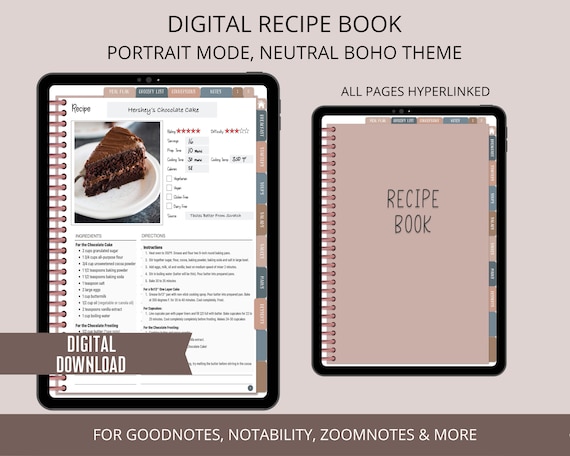 Digital Recipe Book Goodnotes Notability Digital Recipe | Etsy