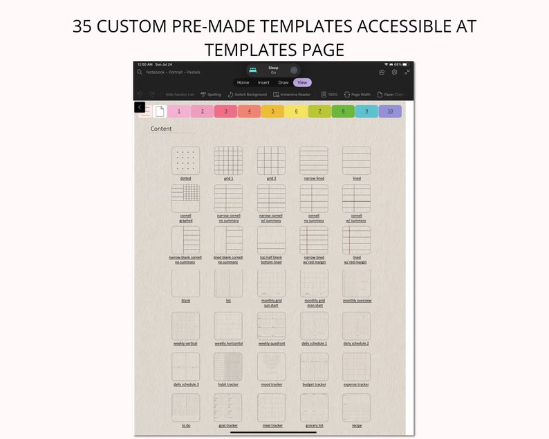 Onenote Notebook Bundle in Portrait, Notes Template, Onenote Note Page ...