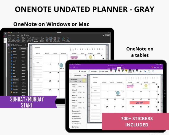 Onenote Digital Planner Undated Onenote Planner Daily Onenote - Etsy