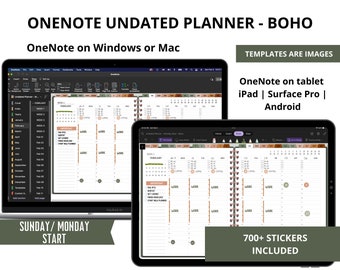 Onenote Undated Digital Planner, Onenote Planner Undated, Onenote ...