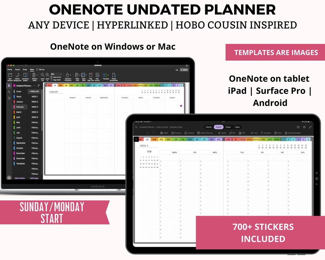 Onenote Undated Digital Planner, Onenote Planner Undated, Onenote ...